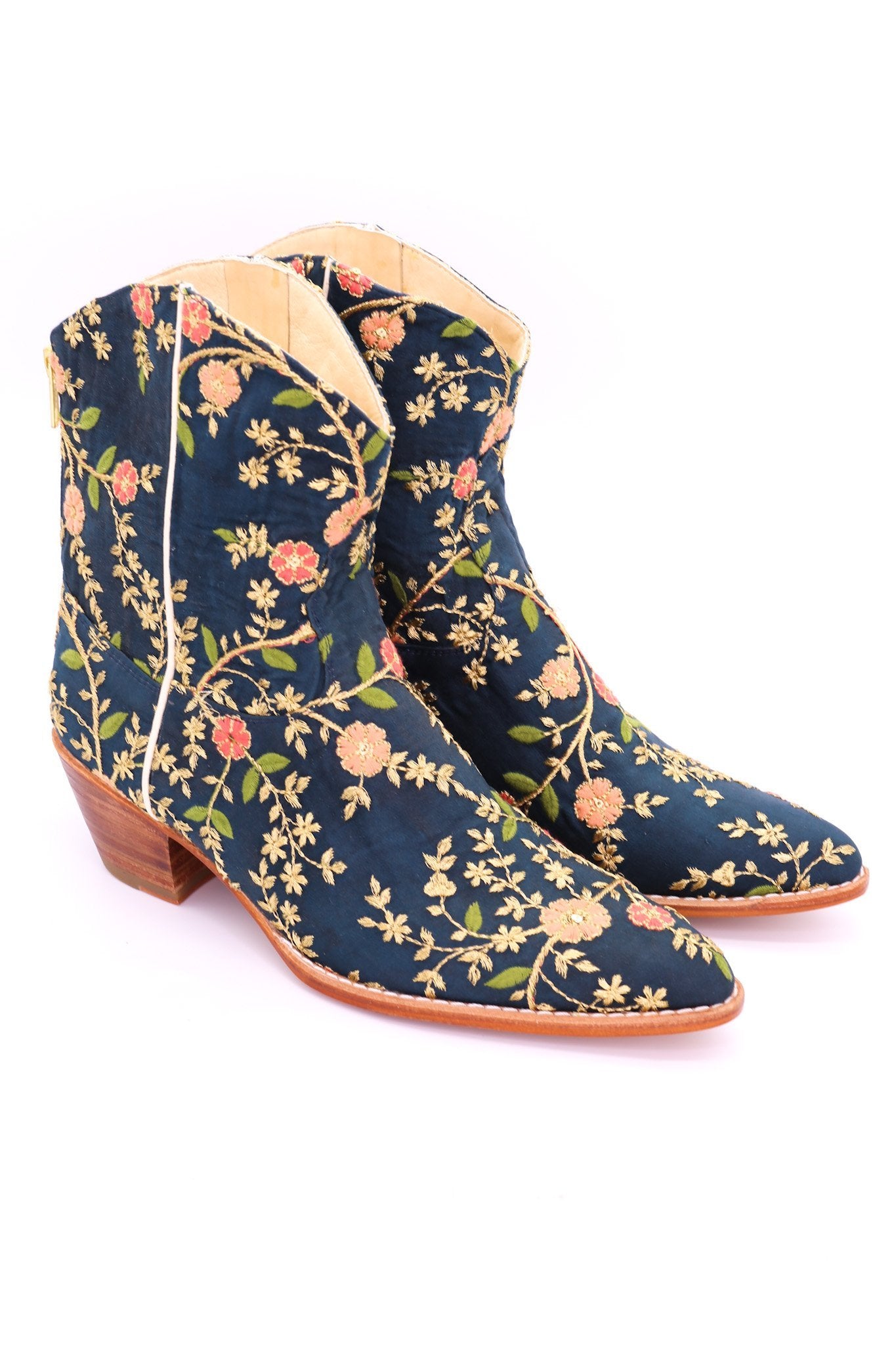 TURQUOISE EMBROIDERED SILK BOOTS ELOISE -MOMO NEW YORK -sustainable ...